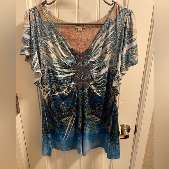 ONE WORLD | Tops | Nwt One World L Blouse Butterfly Rhinestone Large ...